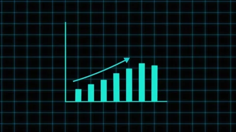Glowing blue bar graph on a dark grid ba... | Stock Video | Pond5