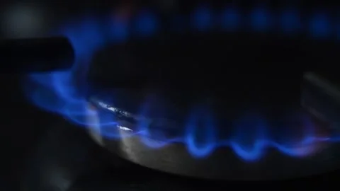 glowing blue flame of the methane gas in... | Stock Video | Pond5