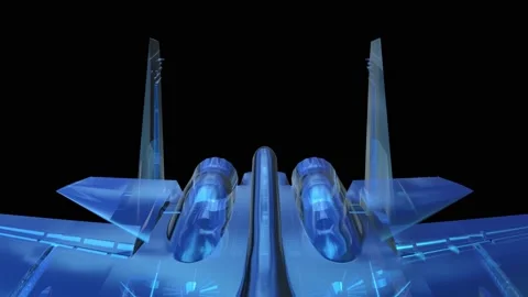 Glowing blue Jet from 3d model. Futurist... | Stock Video | Pond5
