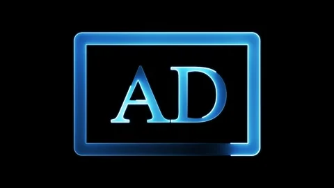 Glowing blue neon AD sign on black backg... | Stock Video | Pond5