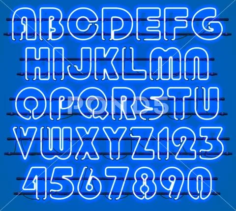 Glowing Blue Neon Alphabet.: Royalty Free #71554022