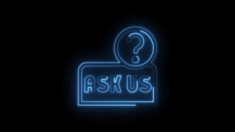 Glowing blue neon ask us question mark i... | Stock Video | Pond5