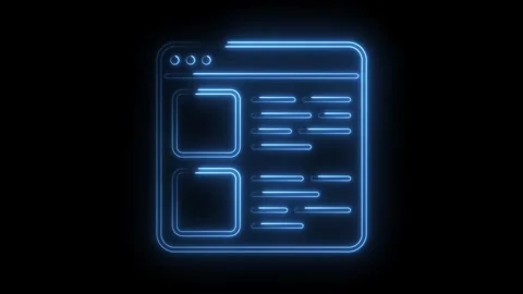 Glowing blue neon website template inter... | Stock Video | Pond5