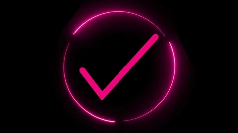 Glowing checkmark inside a circle animat... | Stock Video | Pond5