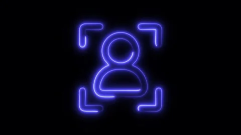 Glowing Face ID Icon in HD Video Neon An... | Stock Video | Pond5