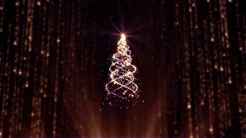 Glowing gold Christmas tree animation wi... | Stock Video | Pond5