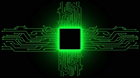 Glowing green color Motherboard circuit ... | Stock Video | Pond5