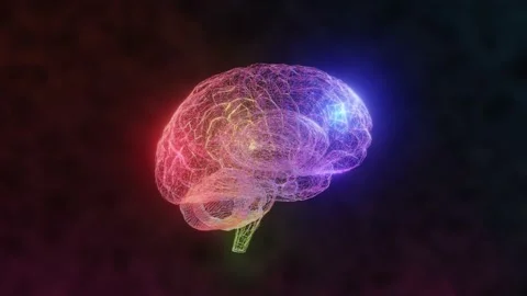 Glowing human brain with colorful lights... | Stock Video | Pond5