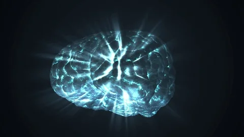 Glowing human brain rotating around on b... | Stock Video | Pond5