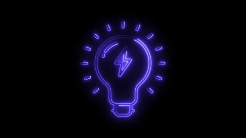 Glowing light bulb idea animated neon si... | Stock Video | Pond5