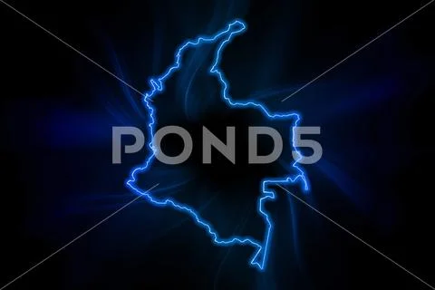 Glowing Map of Colombia, modern blue outline map: Graphic #148564925
