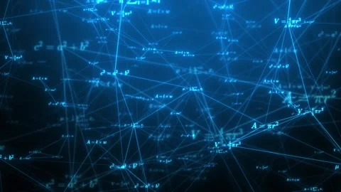 Glowing Math Plexus: Animated Blue Formu... | Stock Video | Pond5