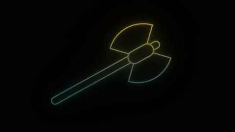 Glowing neon ax icon on black background... | Stock Video | Pond5