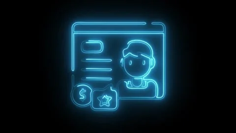 Glowing neon buyer persona icon isolated... | Stock Video | Pond5