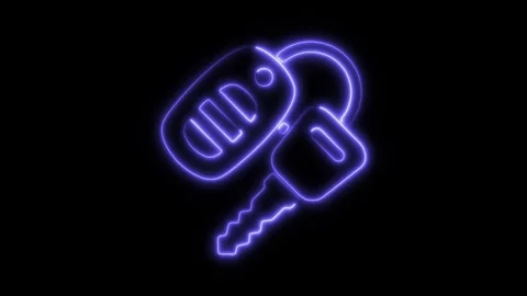 Glowing neon car key icon isolated on bl... | Stock Video | Pond5
