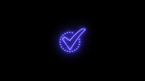Glowing Neon Check Mark Icon Animation. ... | Stock Video | Pond5