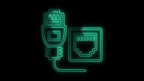Glowing neon ethernet port, Network port... | Stock Video | Pond5