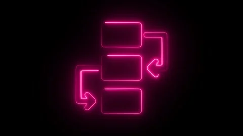 Glowing Neon Flow Chart Icon, Process Di... | Stock Video | Pond5