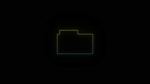 Glowing neon folder icon on black backgr... | Stock Video | Pond5