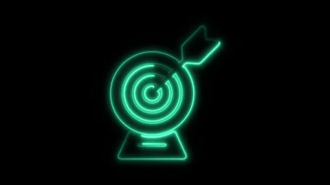 Glowing Neon Goal Icon Animation on Blac... | Stock Video | Pond5