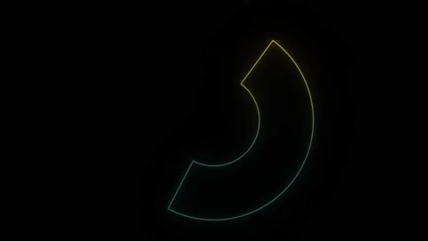 Glowing neon half circle icon on black b... | Stock Video | Pond5
