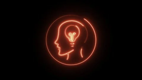 Glowing Neon Head Icon, Symbol of Human ... | Stock Video | Pond5