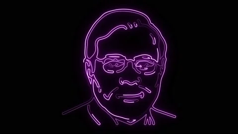 Glowing Neon icon of Narendra Modi on b... | Stock Video | Pond5