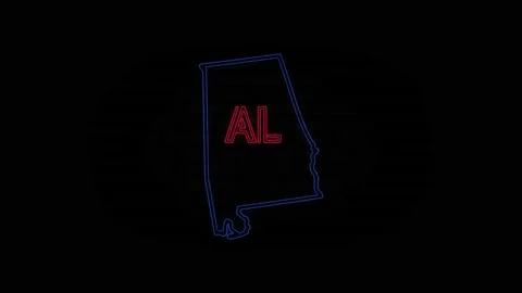 Glowing neon line Alabama state letterin... | Stock Video | Pond5