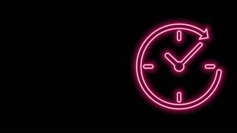 Glowing neon line Clock with arrow icon ... | Stock Video | Pond5