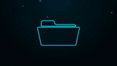 Glowing neon line Folder icon isolated o... | Stock Video | Pond5