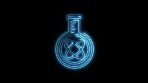 Glowing neon quantum icon isolated on bl... | Stock Video | Pond5