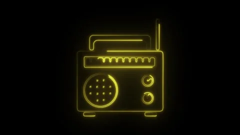 Glowing Neon Radio Icon Animation on Bla... | Stock Video | Pond5