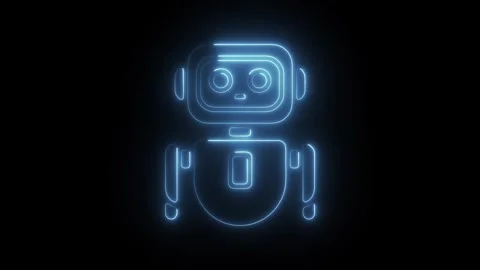 Glowing Neon Robot Assistant Icon Animat... | Stock Video | Pond5