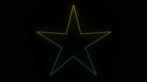 Glowing neon star icon on black backgrou... | Stock Video | Pond5