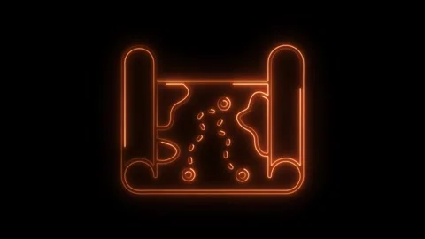 Glowing neon treasure map animation on b... | Stock Video | Pond5