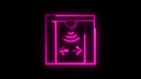 Glowing pink neon automatic sliding door... | Stock Video | Pond5