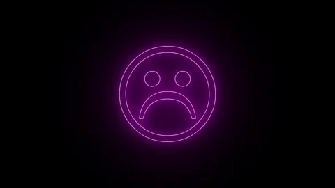 Glowing purple neon sadness symbol blink... | Stock Video | Pond5