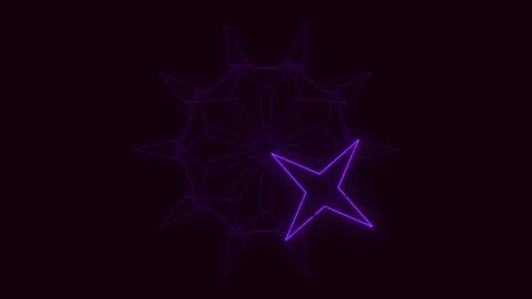 Glowing purple neon star with triangular... | Stock Video | Pond5