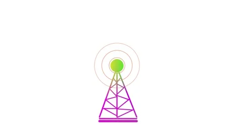 Glowing radio tower icon animated on a w... | Stock Video | Pond5