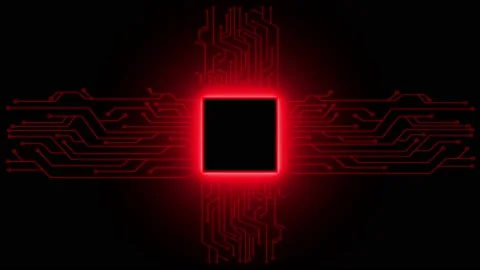 Glowing Red color Motherboard circuit pa... | Stock Video | Pond5
