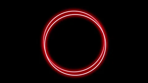 Glowing red neon circle frame on black b... | Stock Video | Pond5