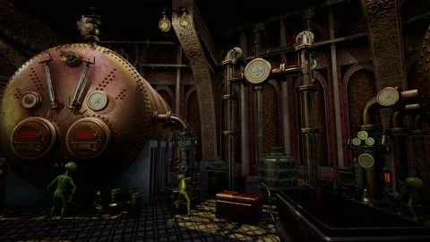 Glowing sci-fi factory: Aliens work on p... | Stock Video | Pond5