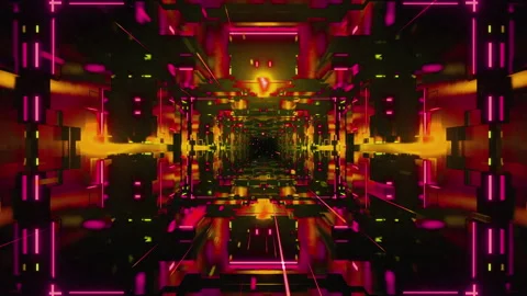 Glowing sci-fi Vj loop triangle neon tun... | Stock Video | Pond5