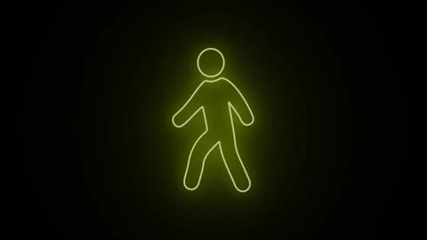 Glowing walking sign animation. Loop ani... | Stock Video | Pond5