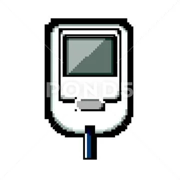 Glucose blood glucometer game pixel art vector illustration ...