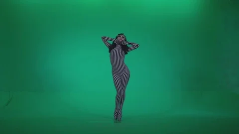 Go-go Dancer White Stripes - 4K Green Sc... | Stock Video | Pond5