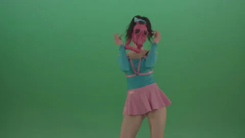 Go Go Dancing Woman in Pink Gas Mask sex... | Stock Video | Pond5