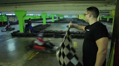 Go kart racing track finish line | Stock Video | Pond5