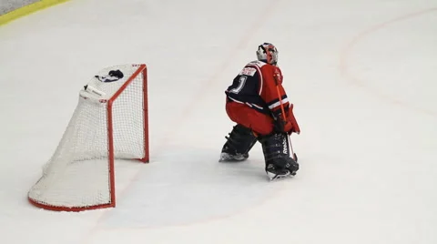 Goalie making a save in an ice hockey ga... | Stock Video | Pond5
