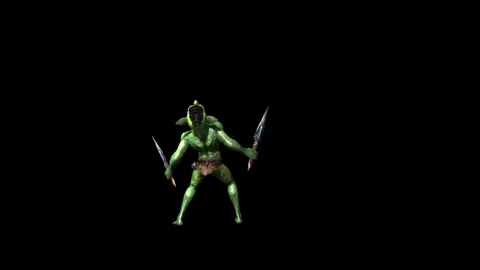 Goblin hit front animation 3D rendering ... | Stock Video | Pond5